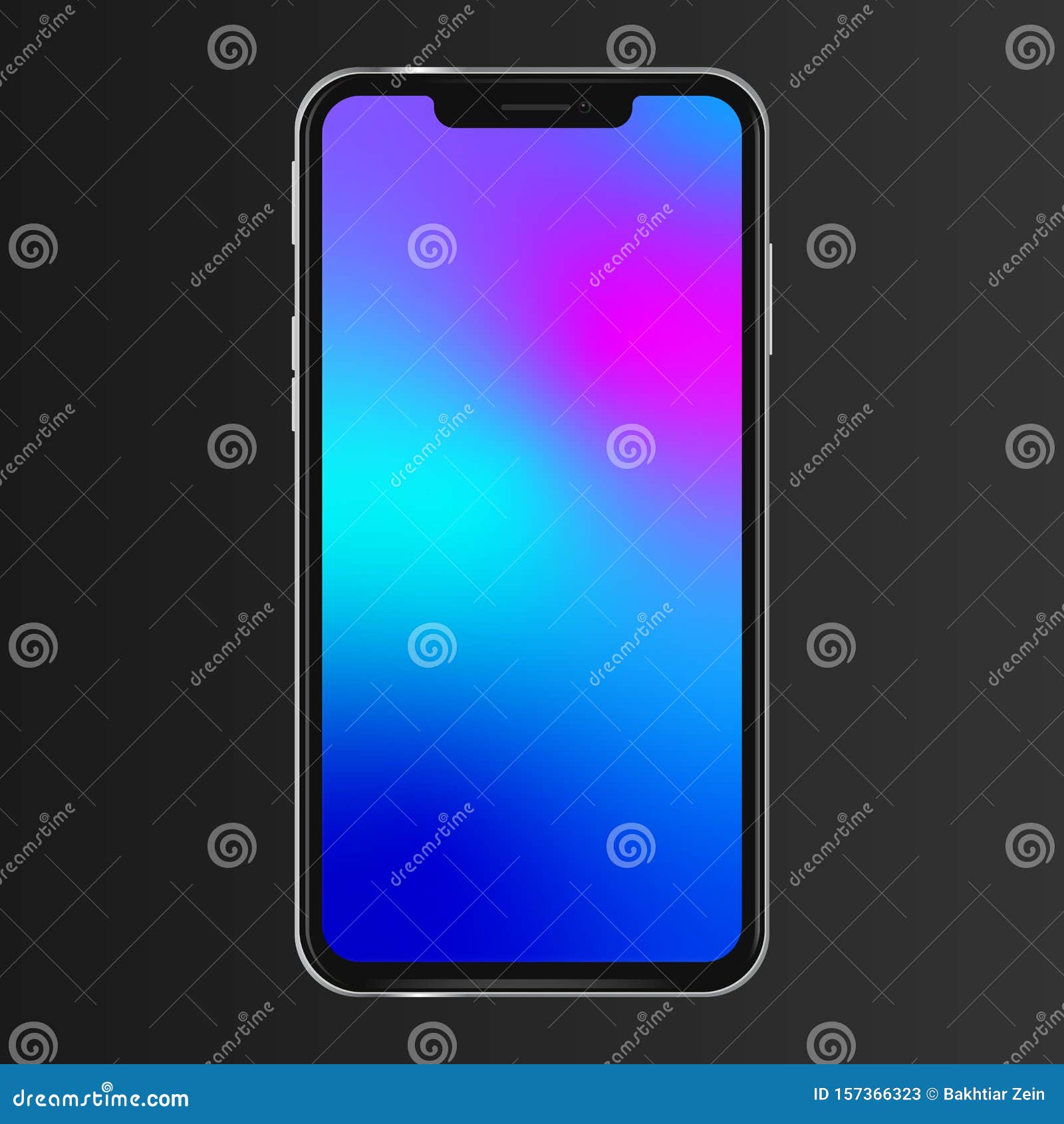 Realistic Phone Screen Template No Notch Front View Smart-phone Mobile ...