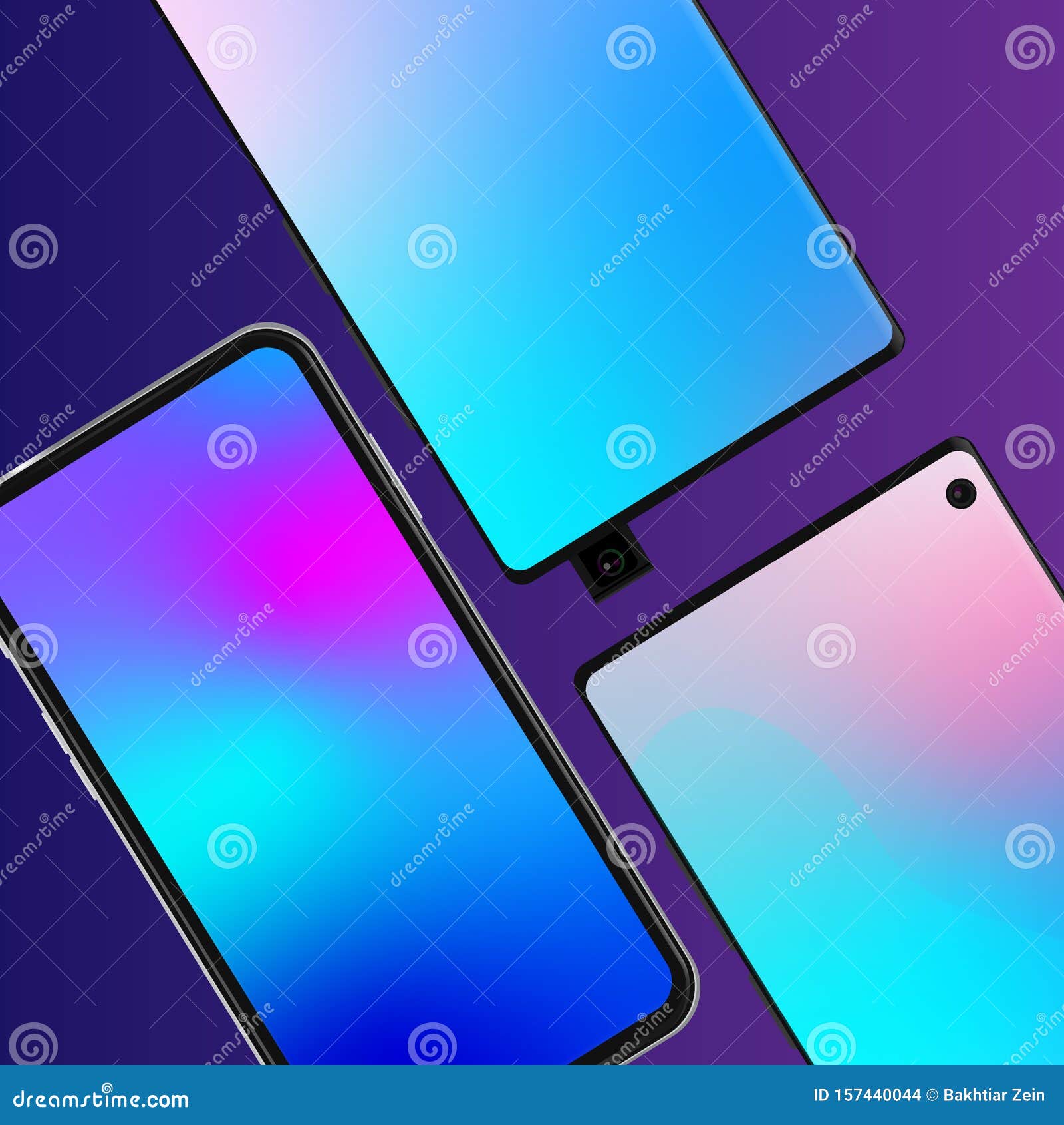 Realistic Phone Screen Template No Notch Front View Smart-phone Mobile ...