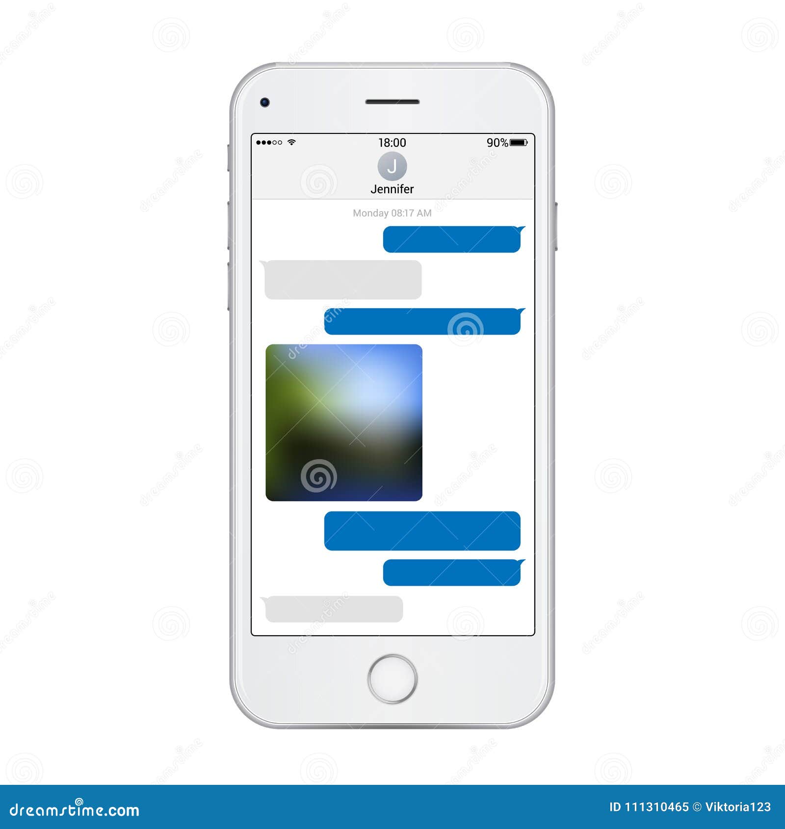 Realistic Phone Template with Chat Messenger on Screen. Vector Detailed ...