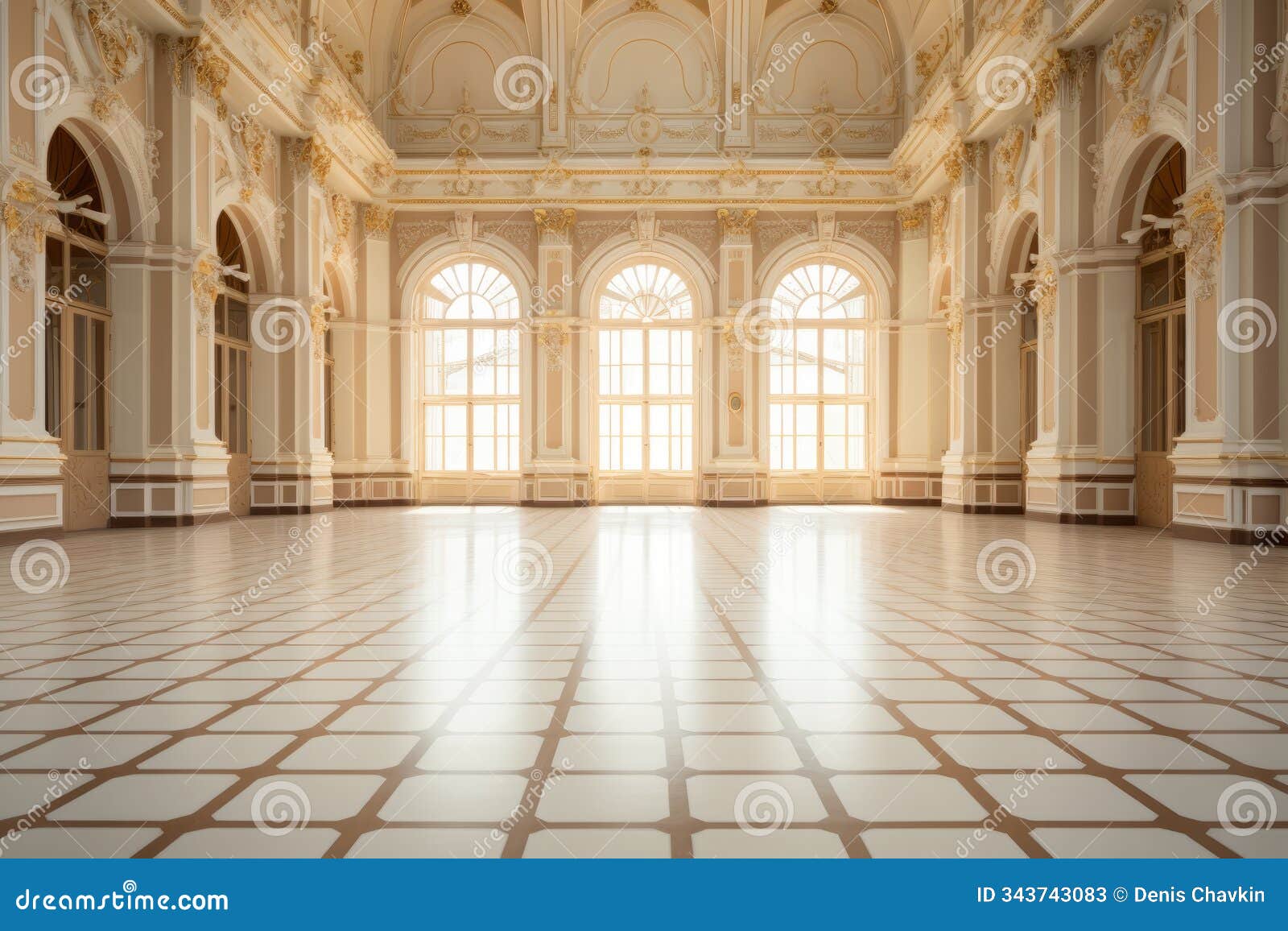 Realistic Photo of Bright Palace Hall with Big Windows and Light Hall ...