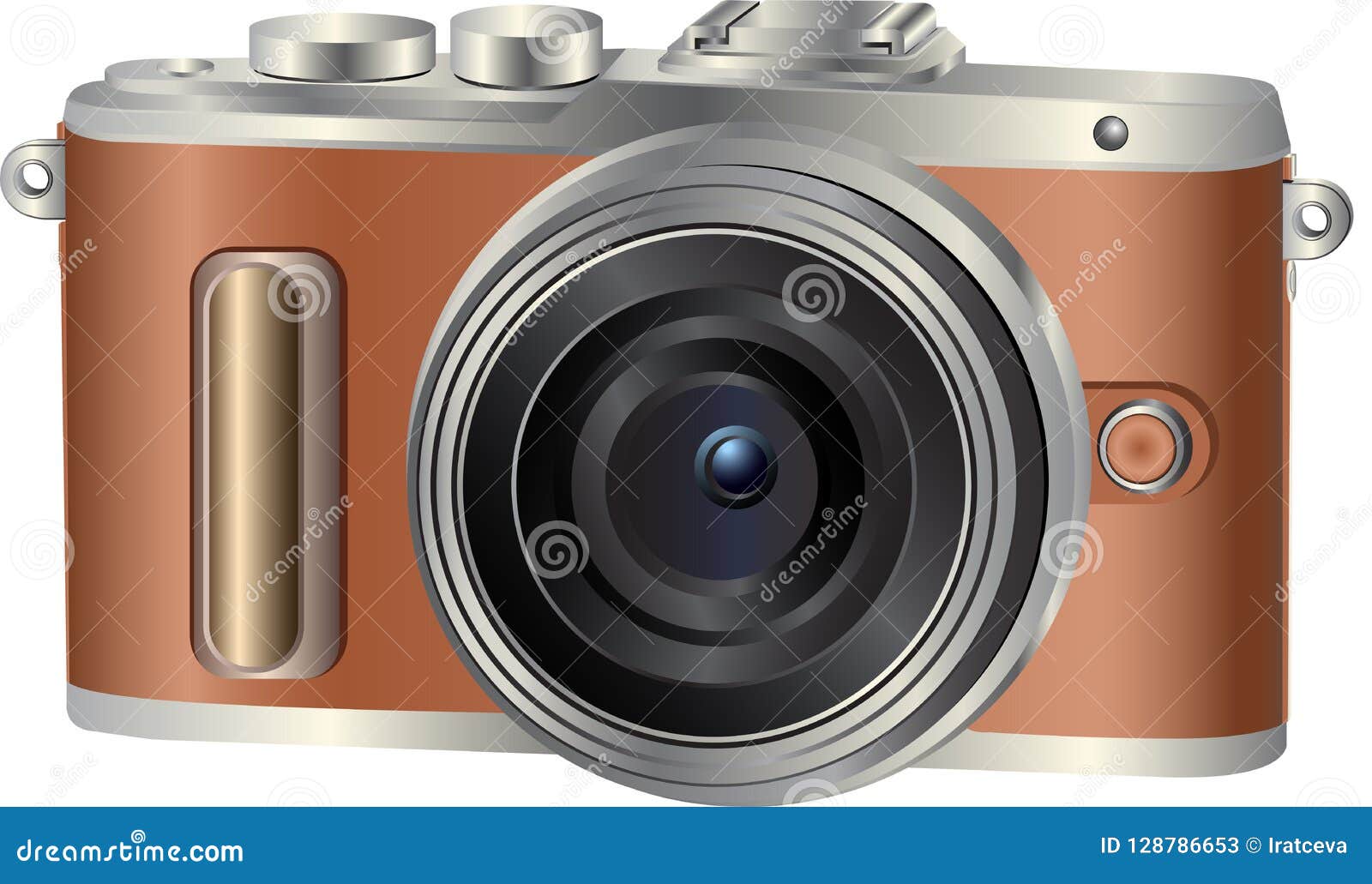 Realistic photo camera stock vector. Illustration of flash - 128786653
