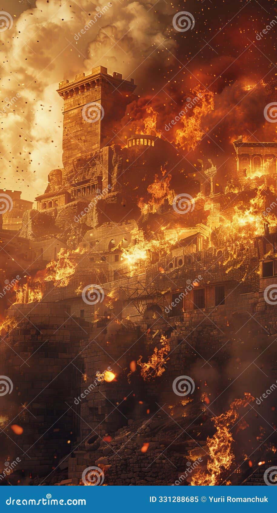 Realistic Photo Capturing the Burning Walls of Troy during the ...