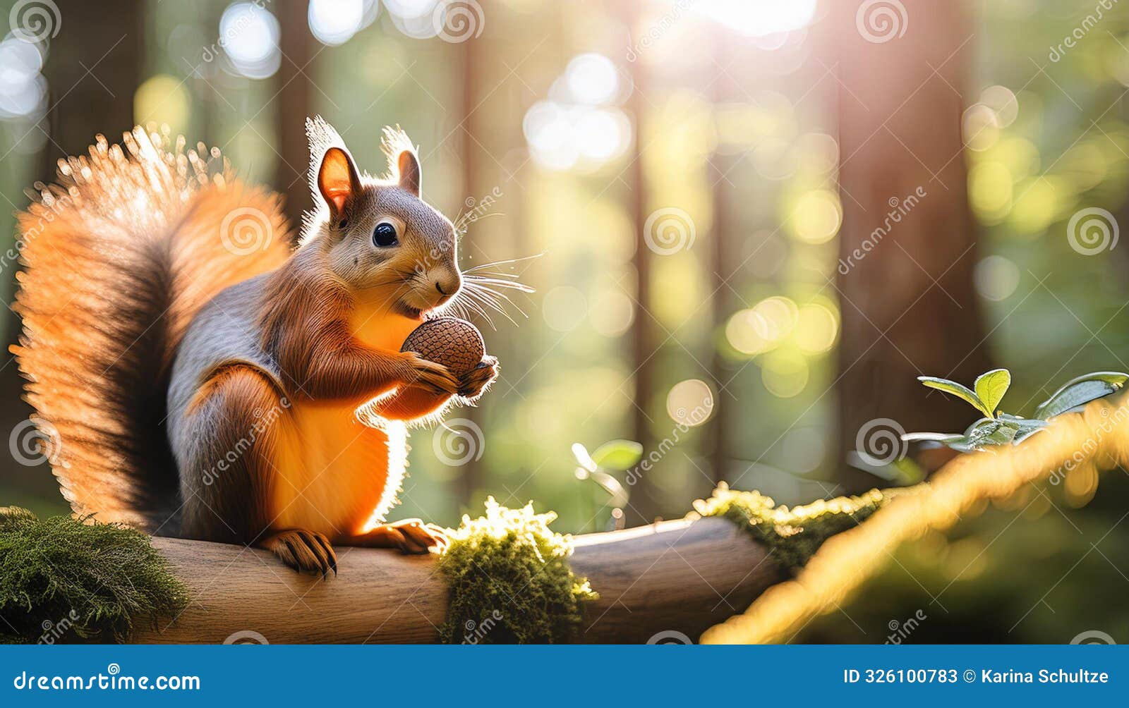Realistic Photo of a Curious Squirrel in a Dense Forest Stock ...