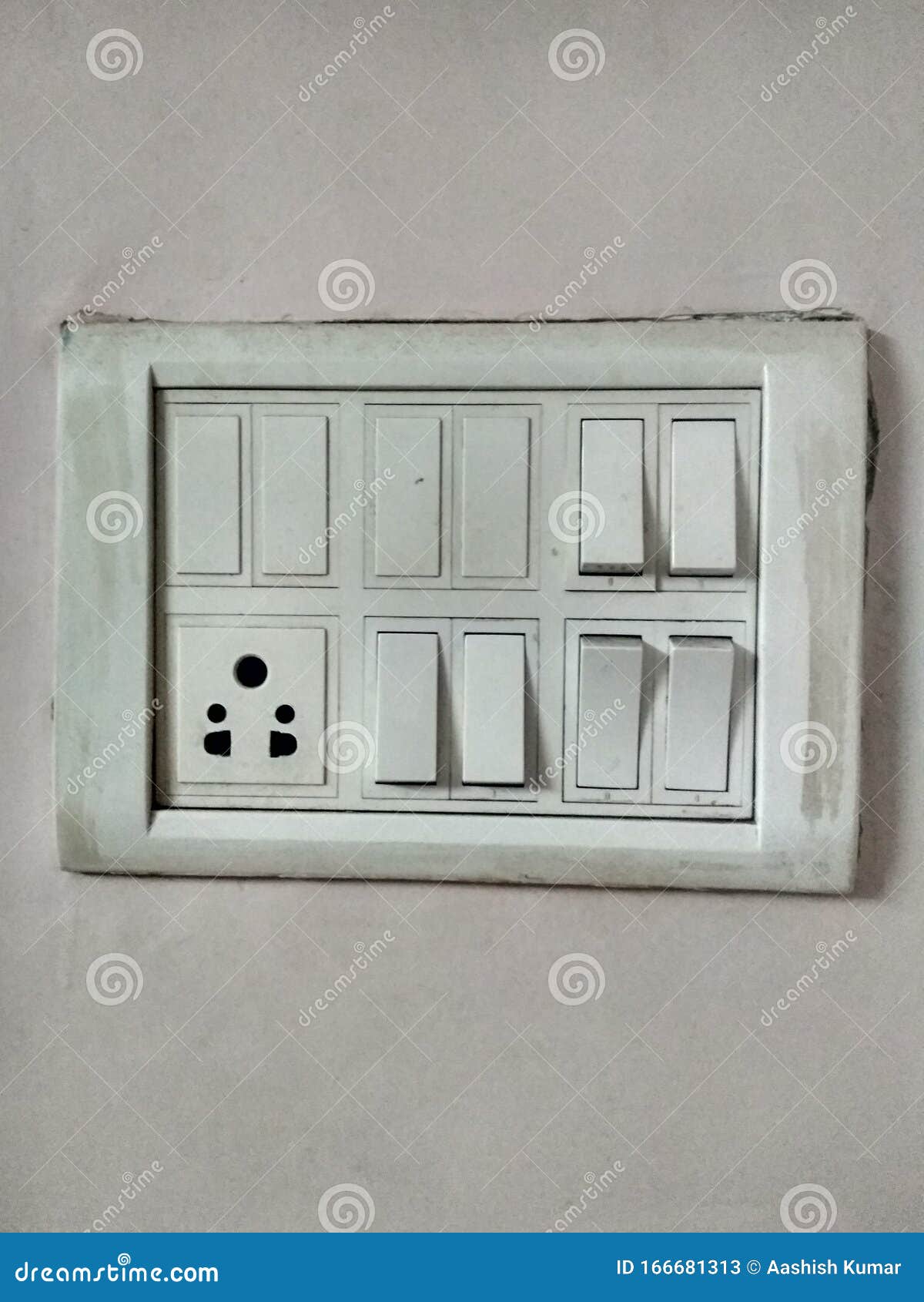 Realistic Photo of Electrical Switch Board with Complete Set Stock ...
