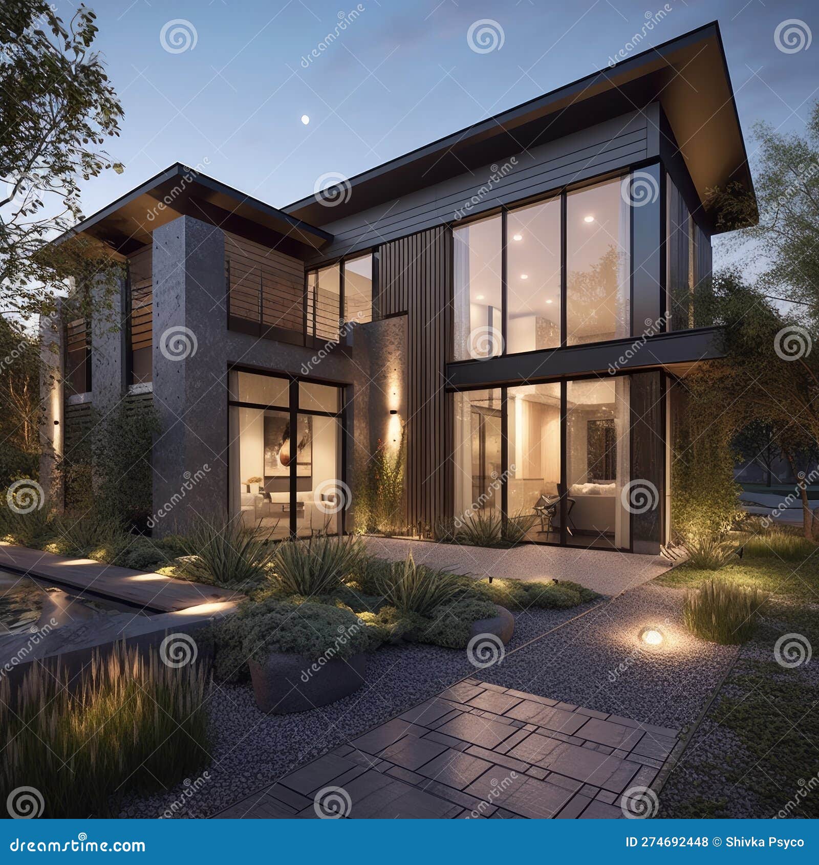A Realistic Photograph of Beautiful Home Image of Evening Generative AI ...