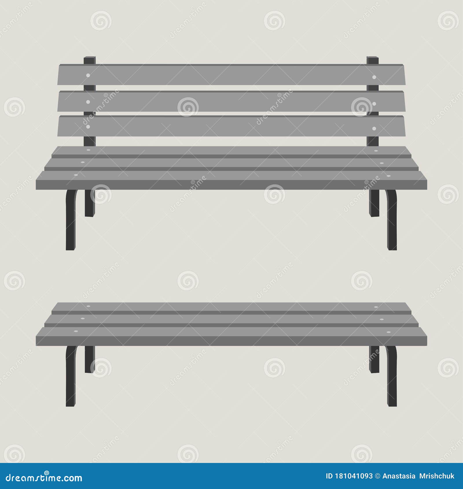 Realistic Picture of Bench on Gray Background Stock Illustration ...