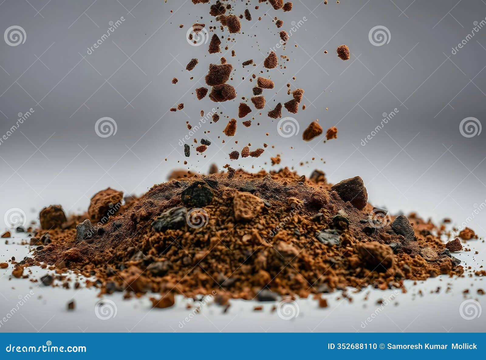 Pile of Dirt with Chunks Falling on Transparent and White Background ...