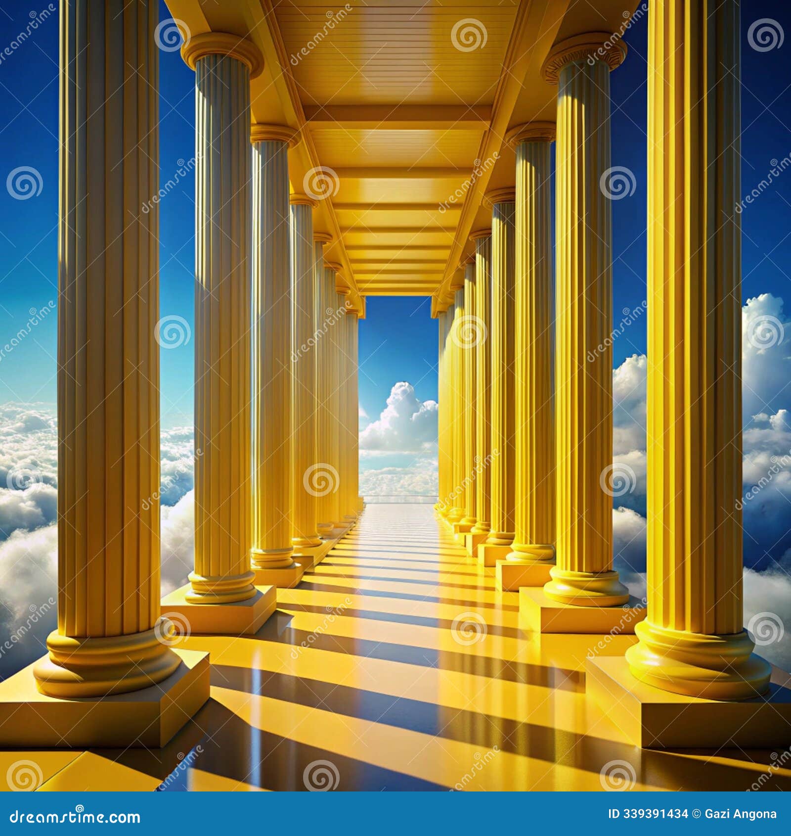 Pillar Wall Background with White Clouds Flying Out the Tunnel ...