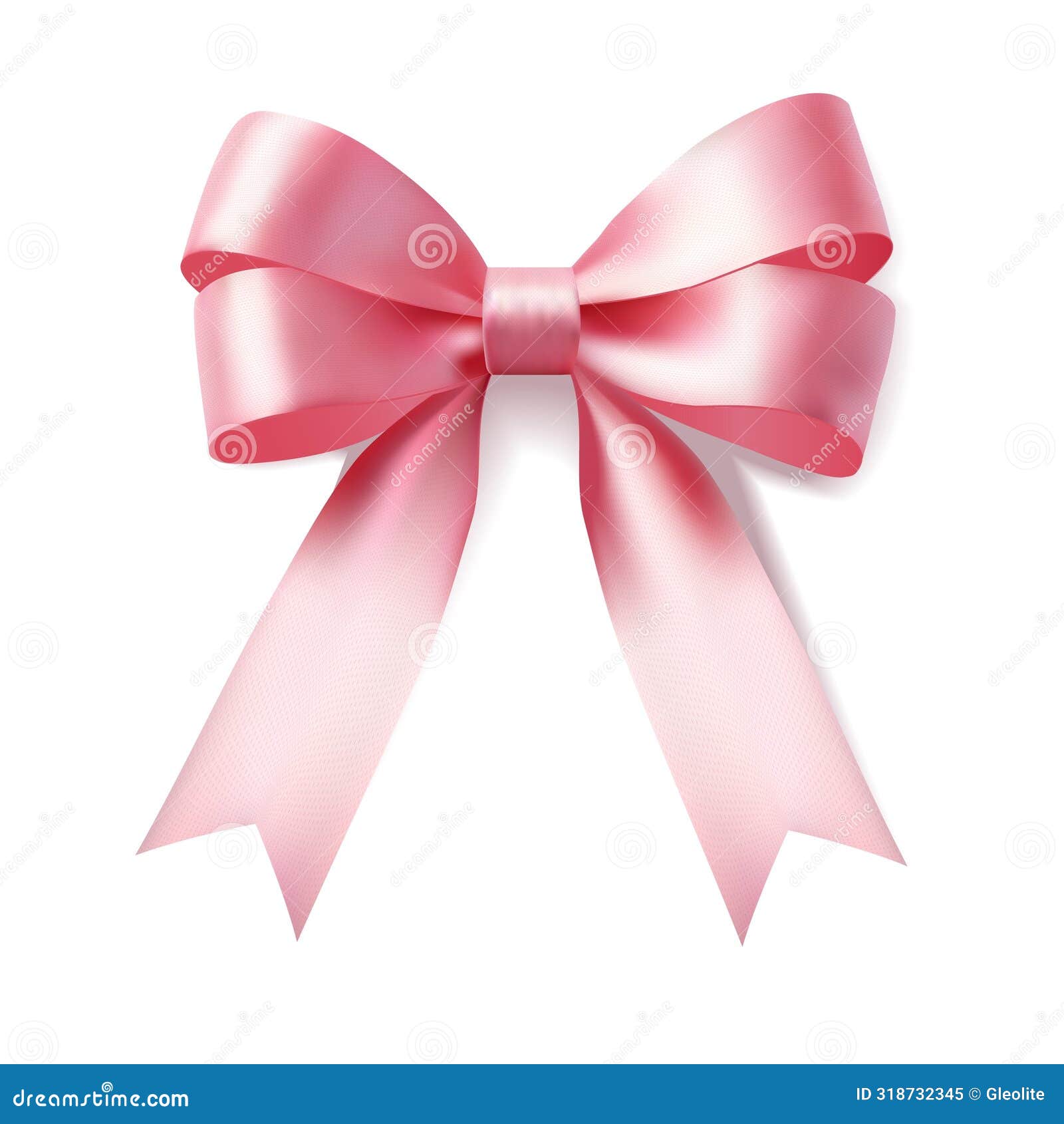 Realistic Pink Bow Ribbon Isolated on White Background. 3D Vector ...