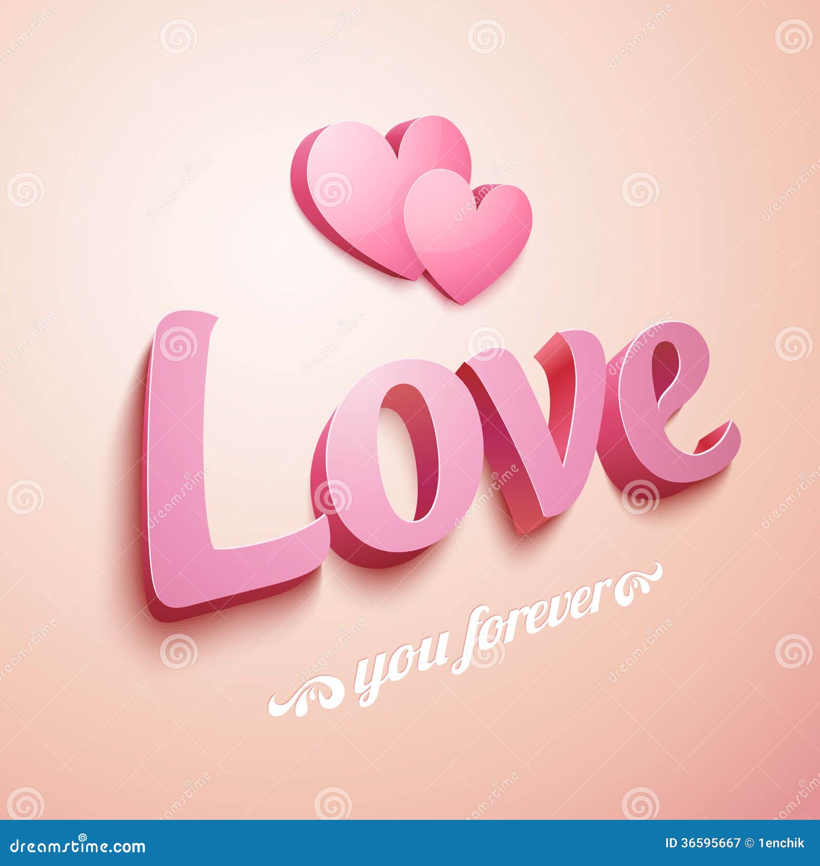Realistic Pink Love Sign with Hearts Stock Vector - Illustration of ...