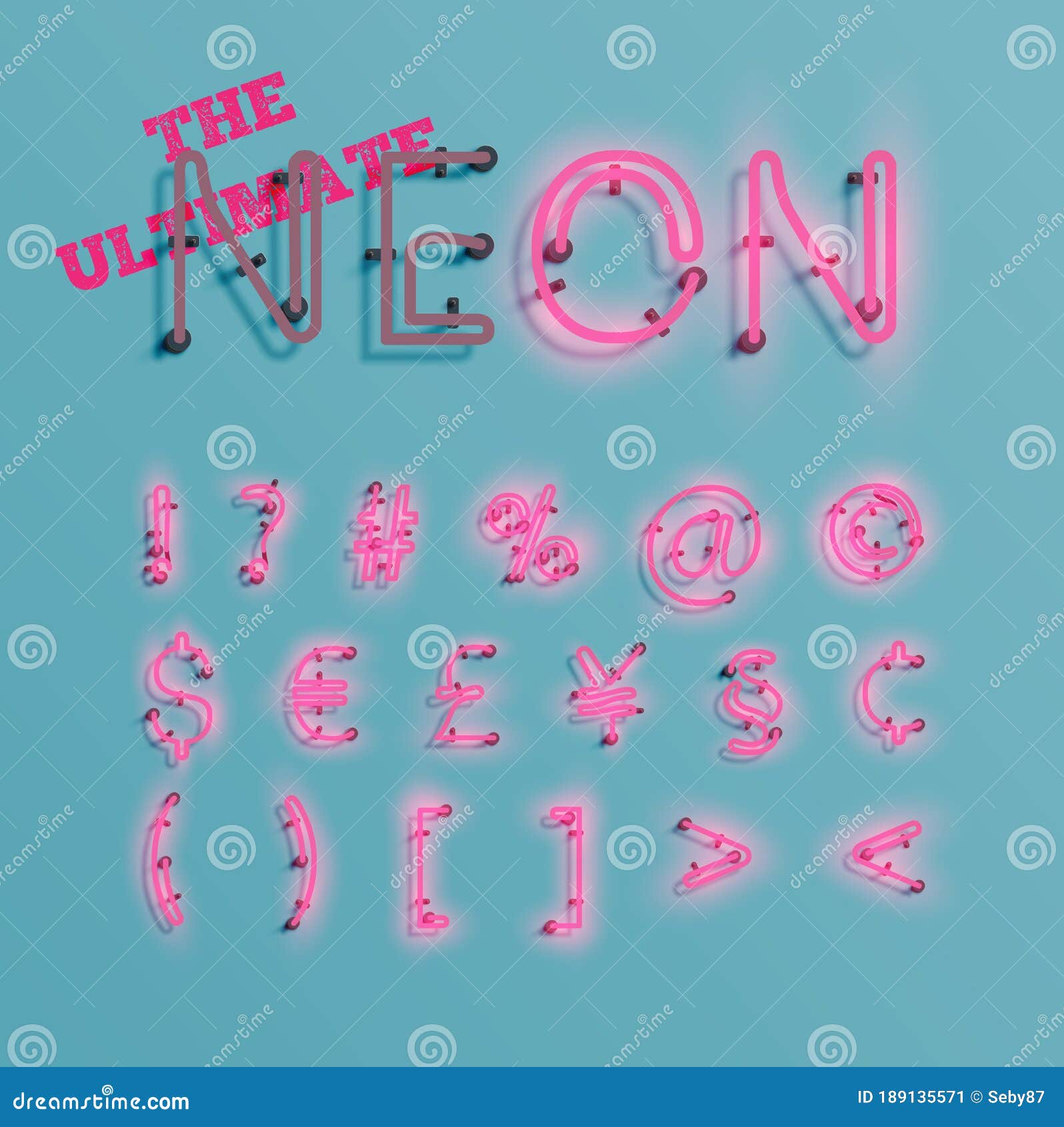 Realistic Pink Neon Character Typeset, Vector Stock Vector ...