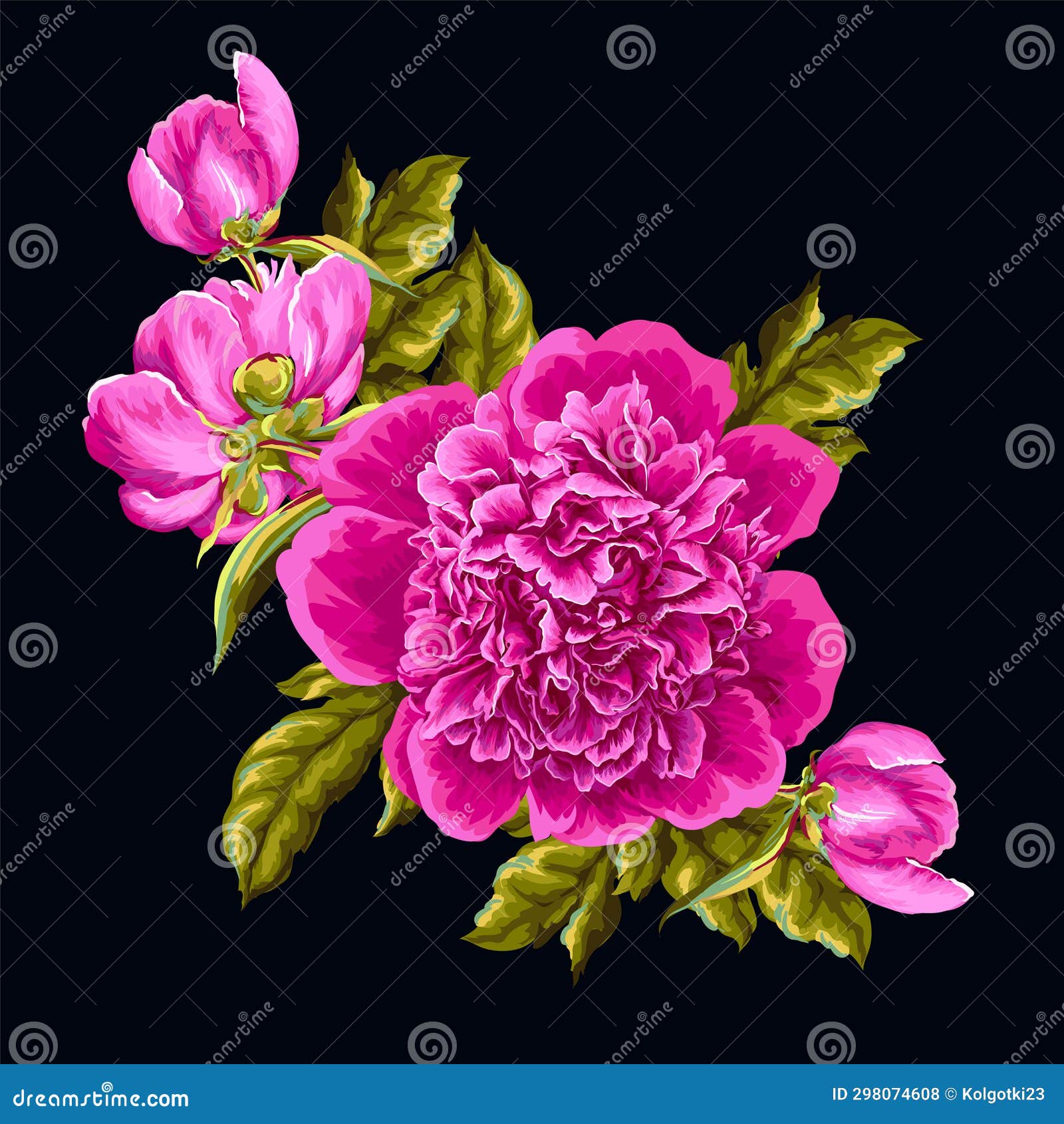 Realistic Pink Peony Isolated. Vector. Stock Vector - Illustration of ...