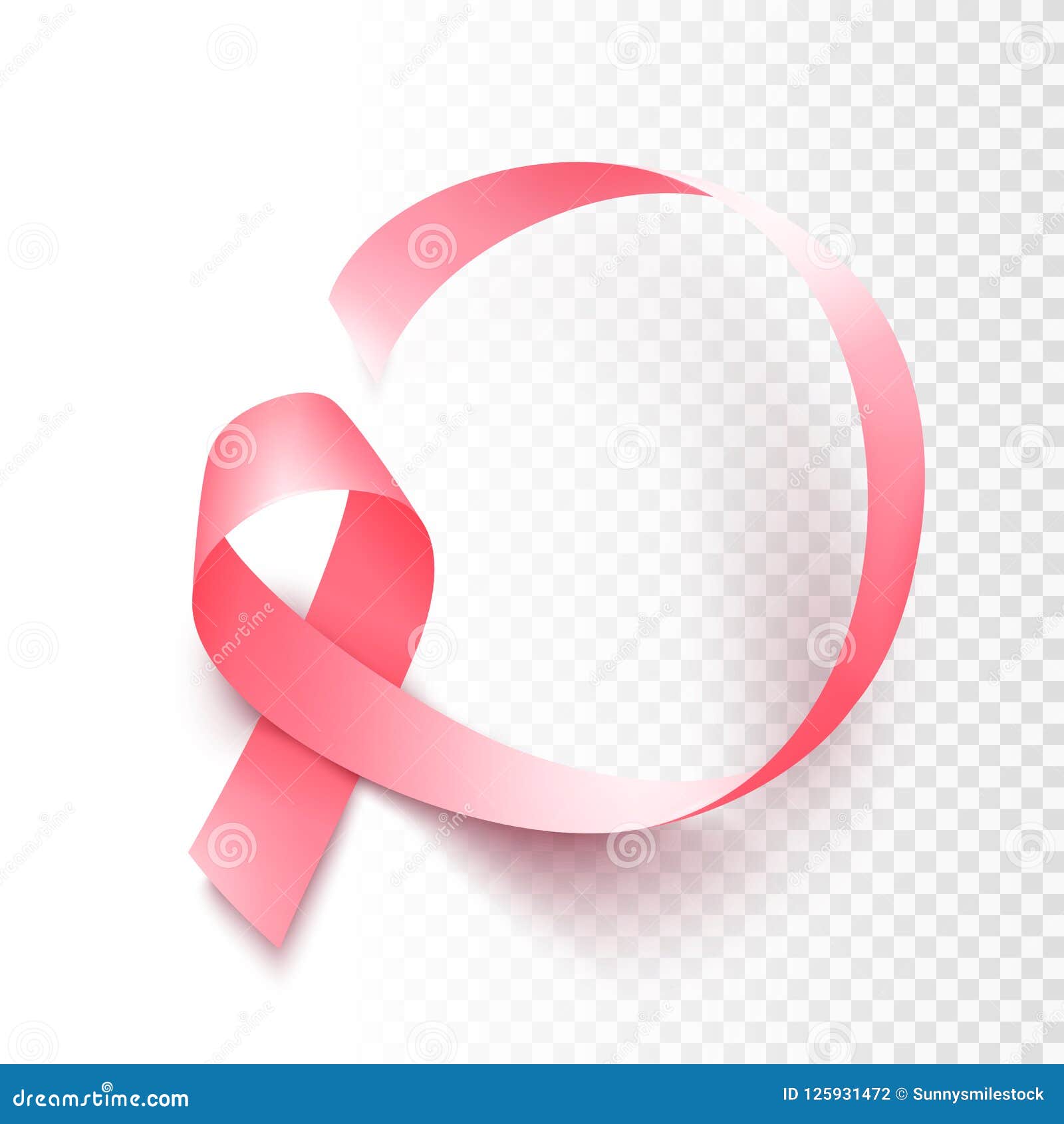 Realistic Pink Ribbon Symbol Of Breast Cancer Awareness Month In