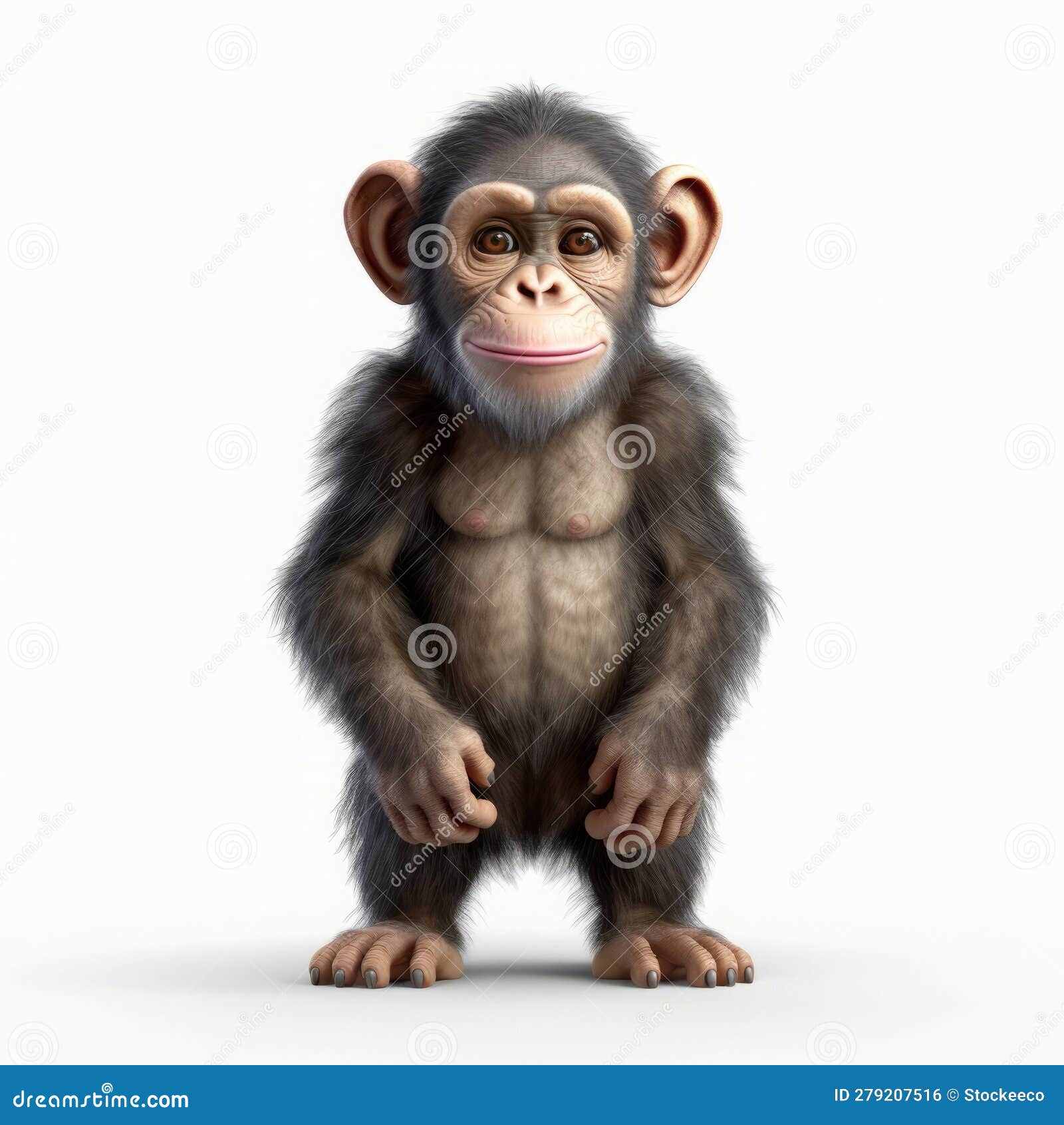 Realistic Pixar-style Chimp on White Background in 8k Uhd Stock ...