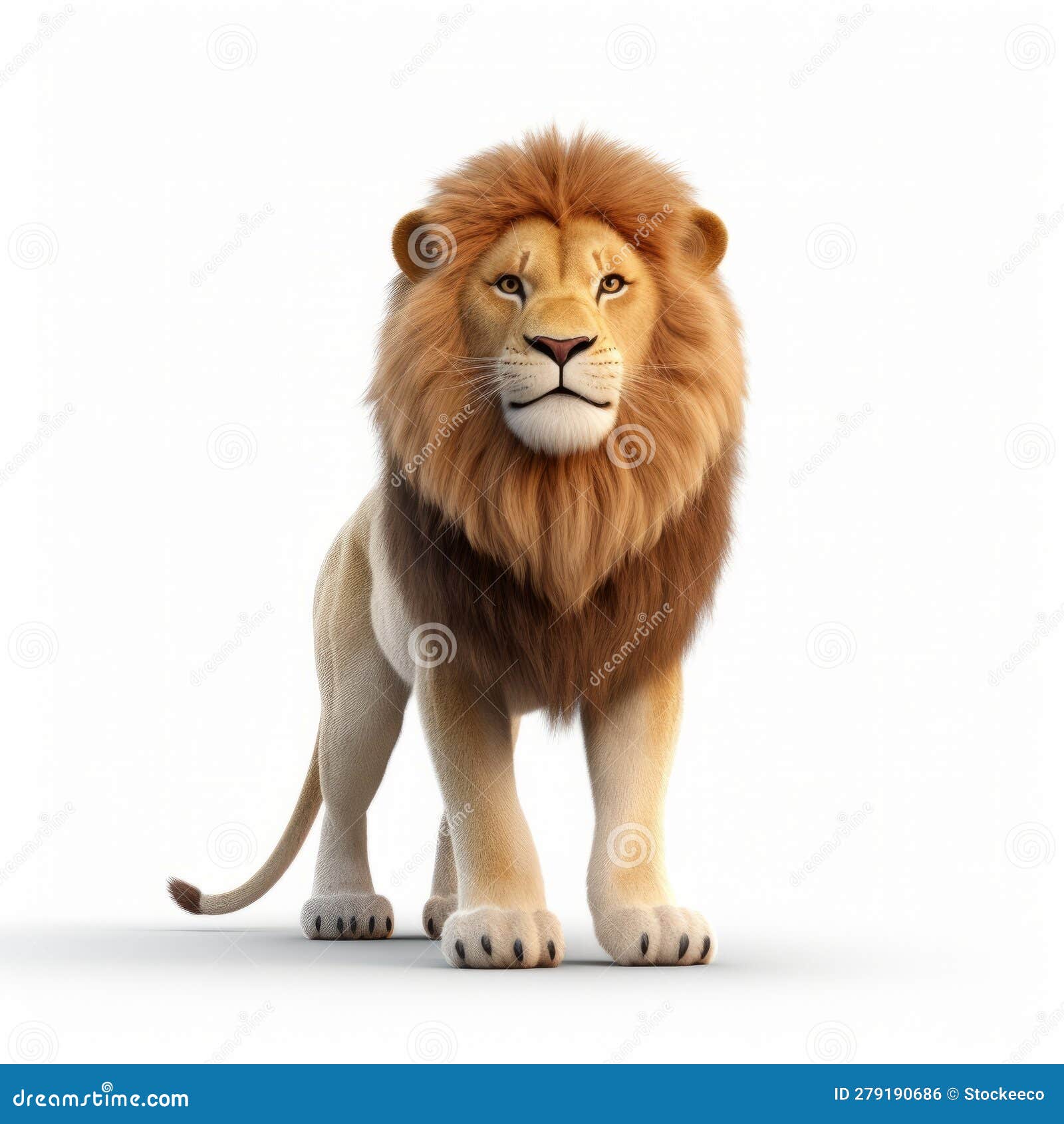 Realistic Pixar-style Lion on White Background in 8k Uhd Stock ...