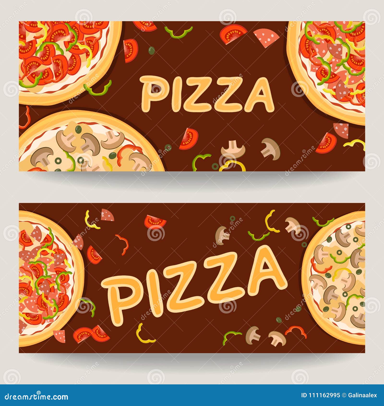 Two Banners with Advertising of Italian Pizza Stock Vector ...