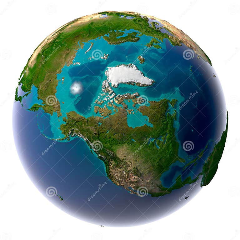 Realistic Planet Earth with Natural Stock Photo - Image of north ...