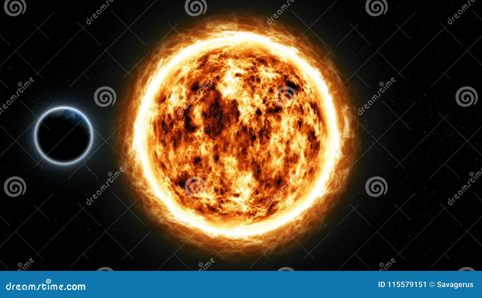 Realistic Earth with Sun from Deep Space Stock Illustration ...