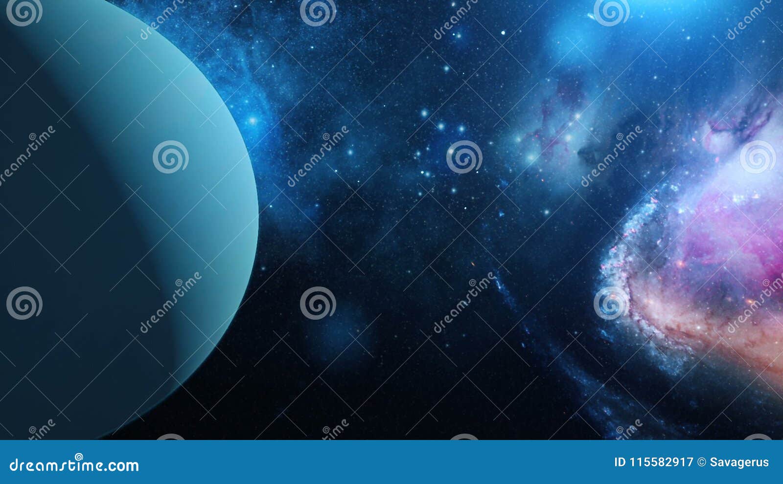 Realistic Planet Uranus from Space 3D Rendering Stock Illustration ...