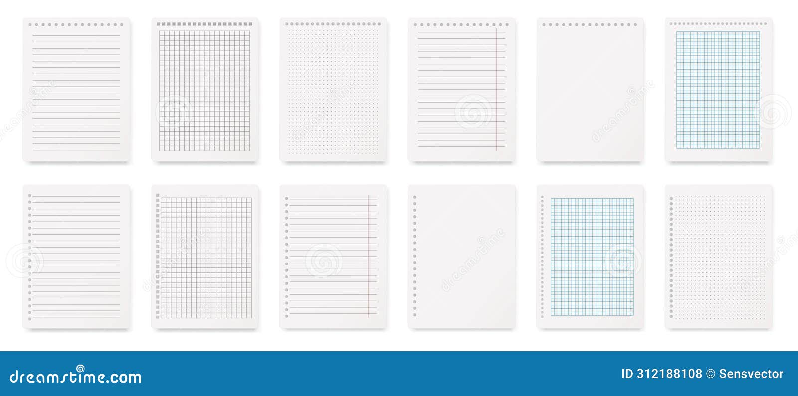 Realistic Planners or Notebooks Sheets Pages Stock Vector ...