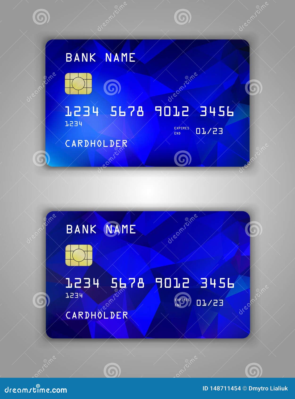 Realistic Plastic Bank Card Vector Template. Background Color Blue ...
