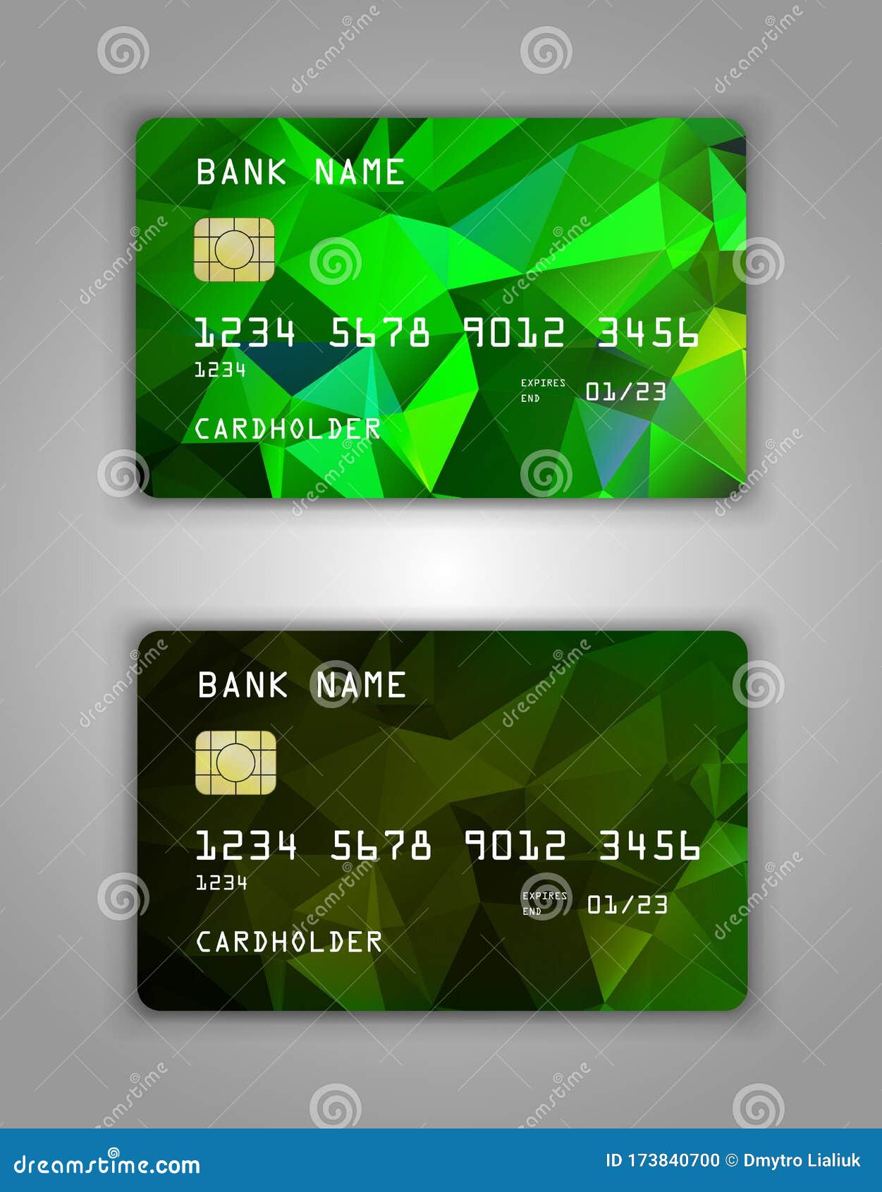 Realistic Plastic Bank Card Vector Template. Background Color Green ...