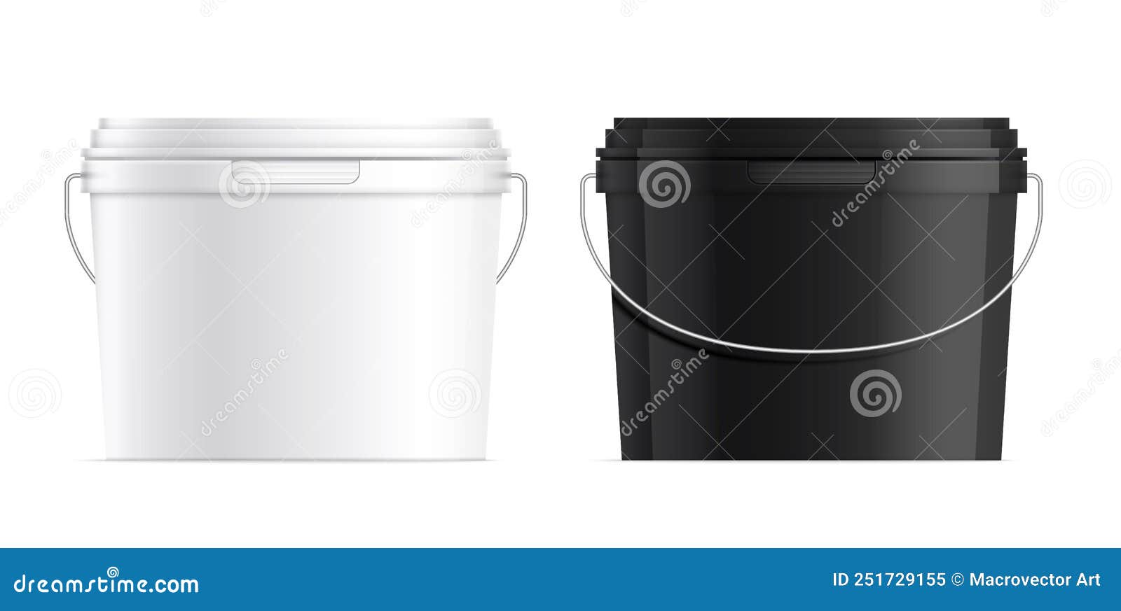 Realistic Plastic Buckets stock vector. Illustration of storage - 251729155