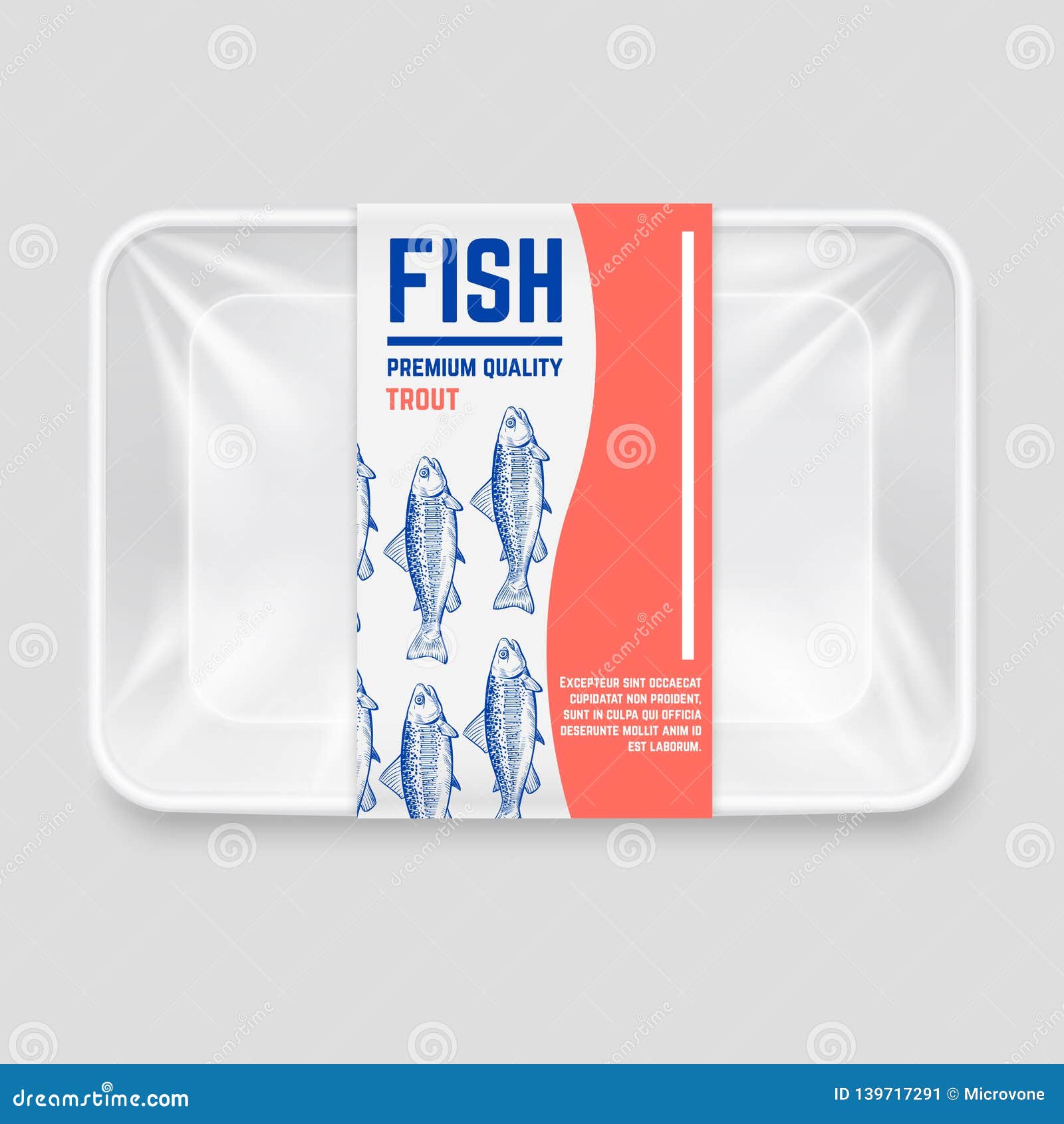 Realistic Plastic Container with Hand Drawn Fish Label Vector Design ...