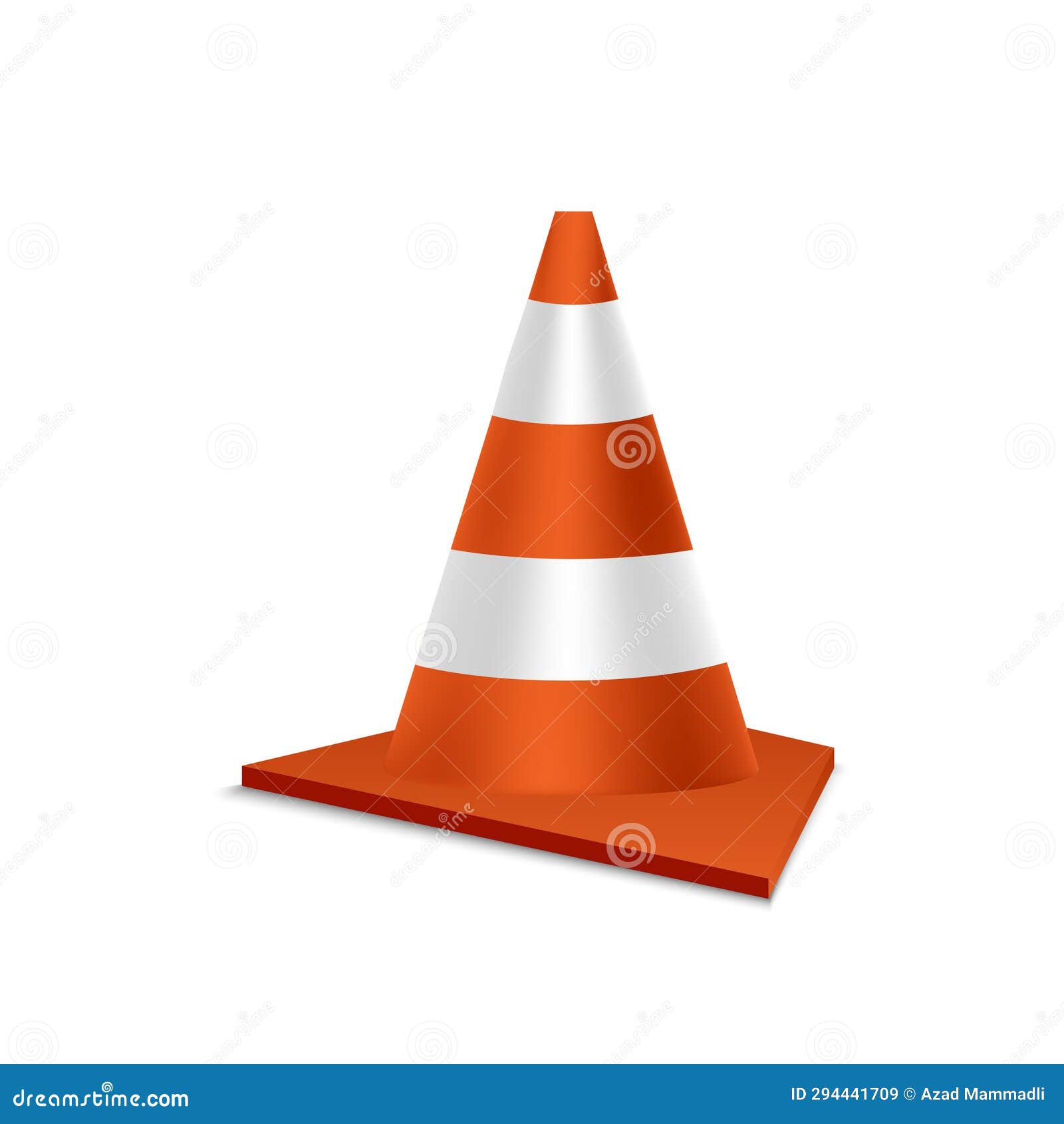 Realistic Plastic Orange Traffic Cone. Vector Stock Vector ...