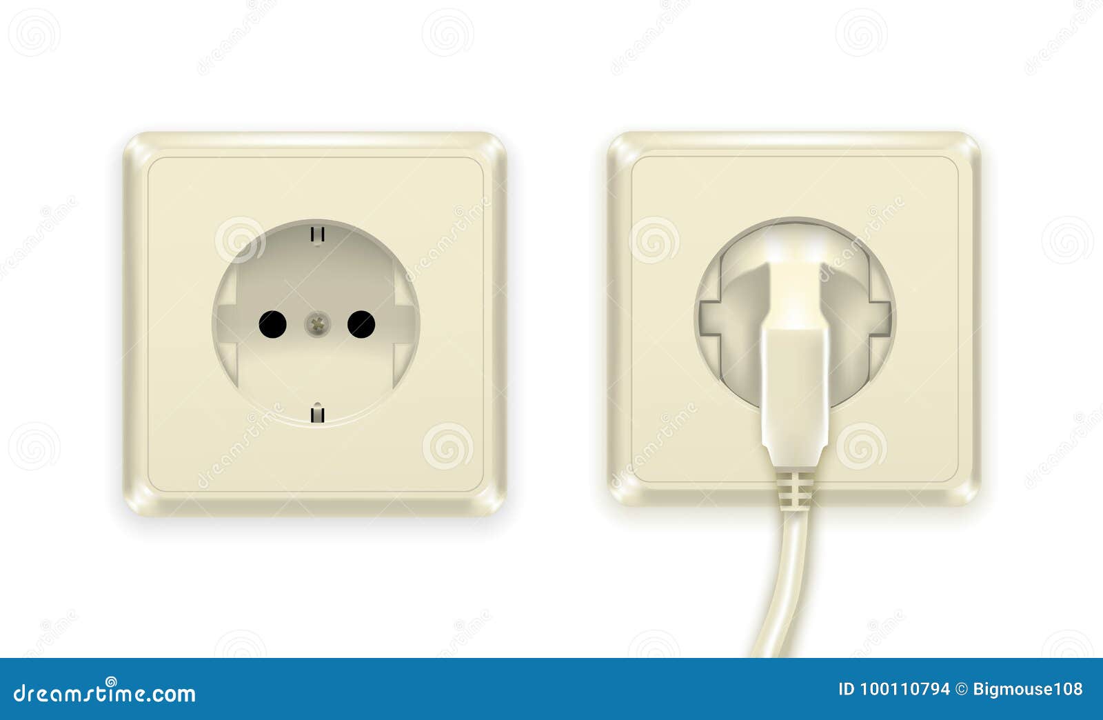 Realistic Plastic Power Socket Europe Type Electric Set. Vector Stock ...
