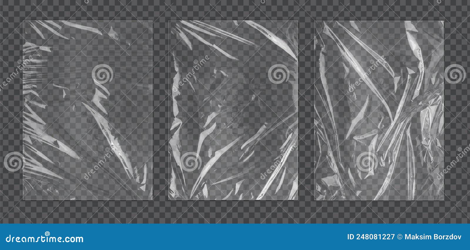 Plastic Wrap Texture. Realistic Stretched Plastic Film On Transparent Background. Polyethylene ...