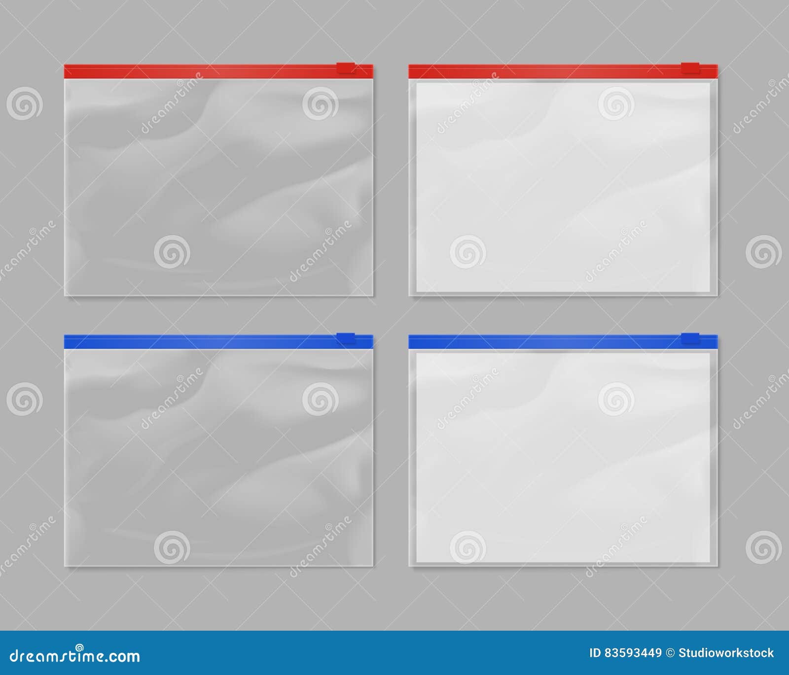 Realistic Plastic Zipper Bag Mock Up Set Stock Vector - Illustration of ...