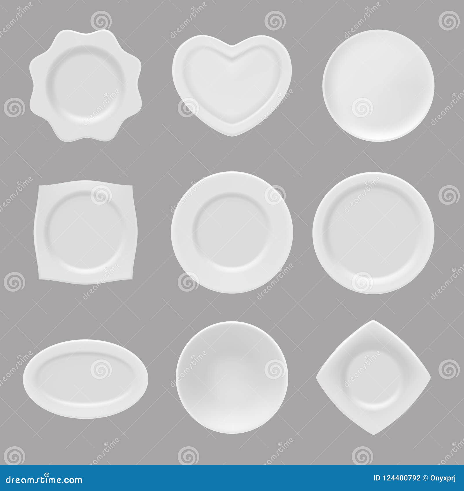 Realistic Plates. Vector Illustrations Of Realistic Dishware ...