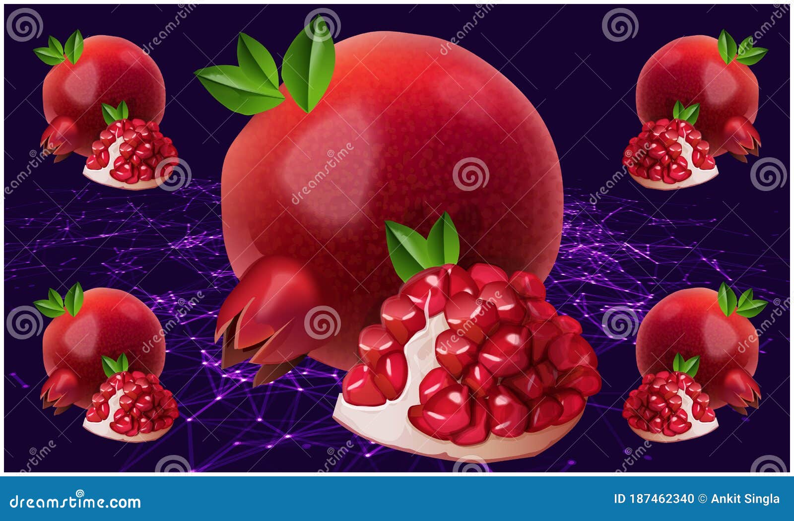Realistic Pomegranate Fruit on Abstract Background Stock Vector ...