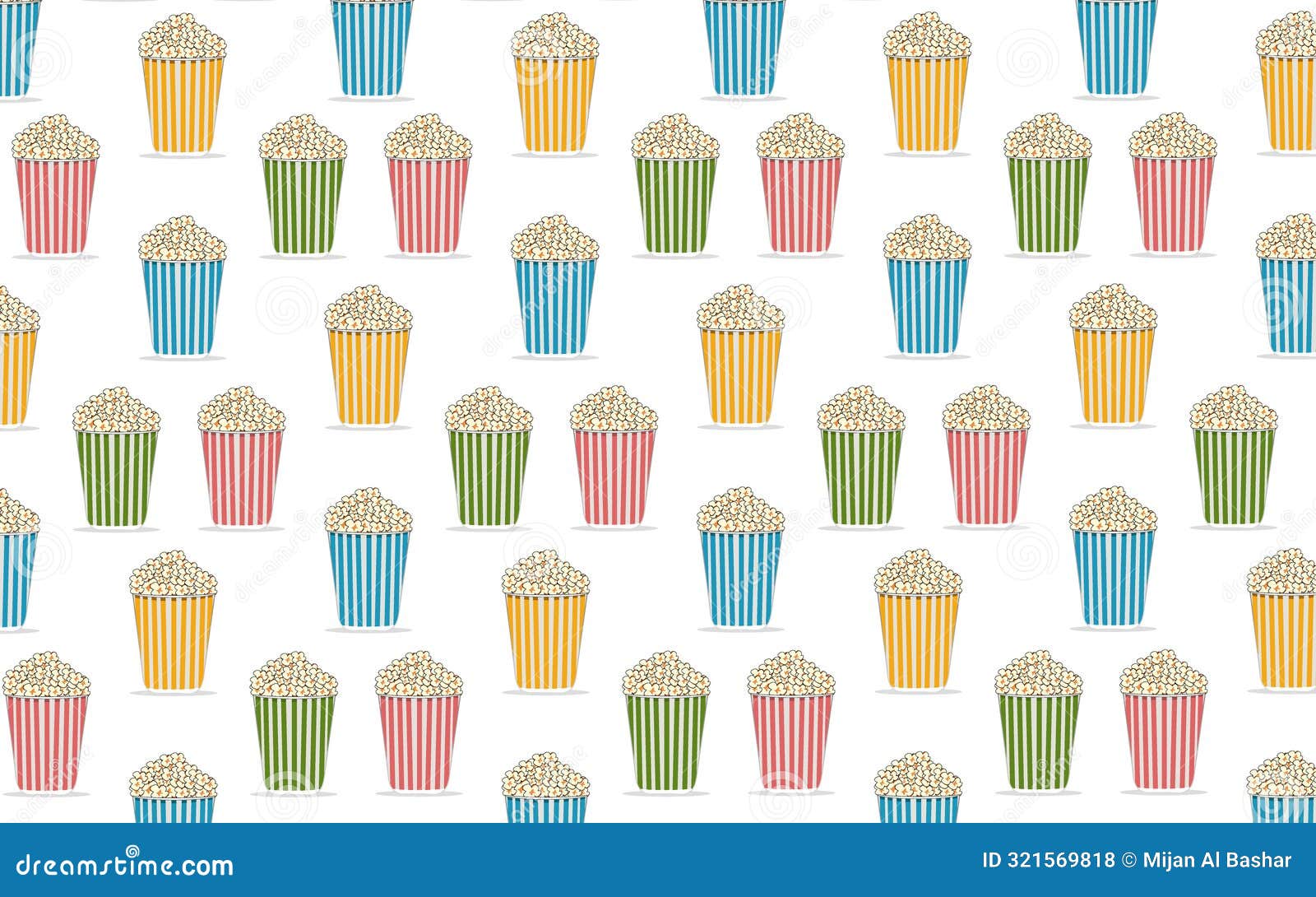 Realistic Popcorn Cinema Box Seamless Pattern Stock Vector ...