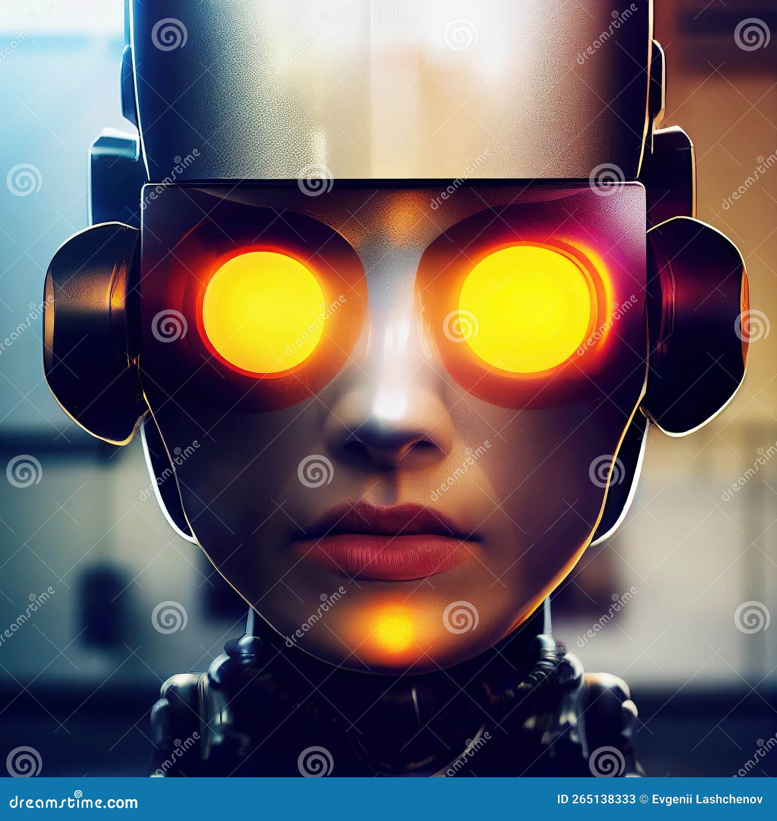 Realistic Portrait of a Modern Robot. Portrait of a Cosmic Creature. 3D ...