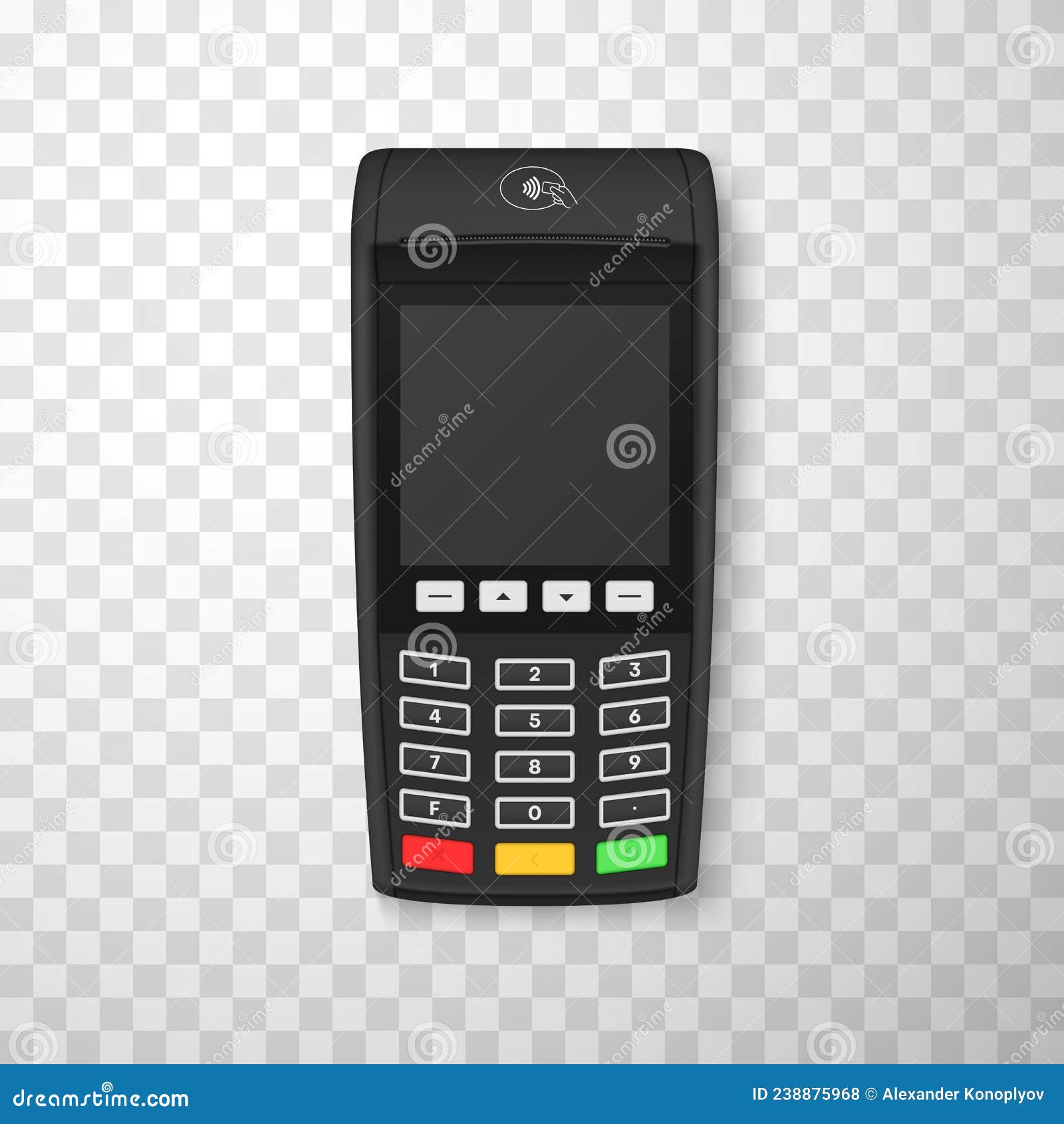 Realistic POS Terminal E Payment Machine Top View Vector Illustration ...