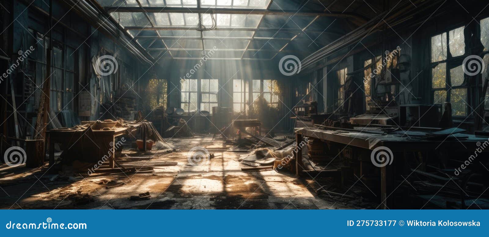 Realistic Post Apocalypse Landscape Illustration - Abandoned Carpentry ...