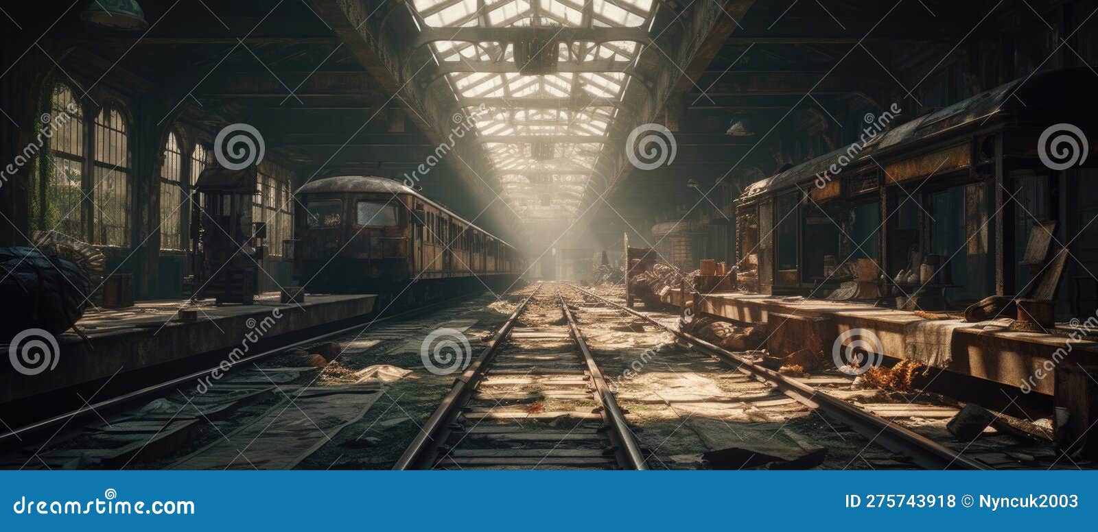 Realistic Post Apocalypse Landscape - Subway Train at Station 2 Stock ...