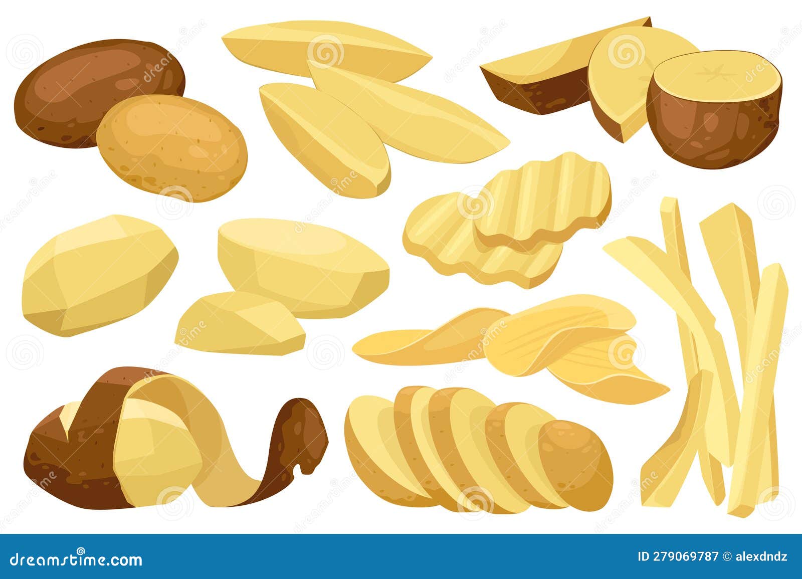 Realistic Potato Mega Set Graphic Elements in Flat Design. Vector ...