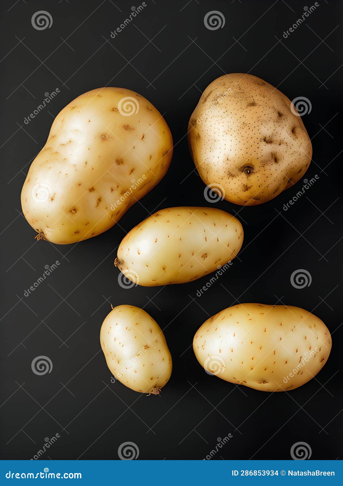 Realistic Potatoes Black Background Medium Shot Sharp Stock ...