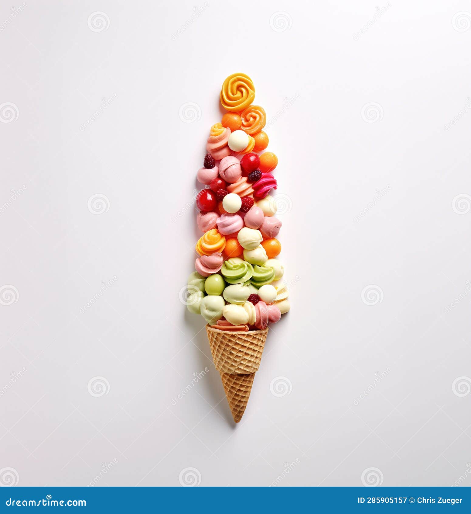 Realistic Presentation of Stacked Fruit Ice Creams Stock Image - Image ...