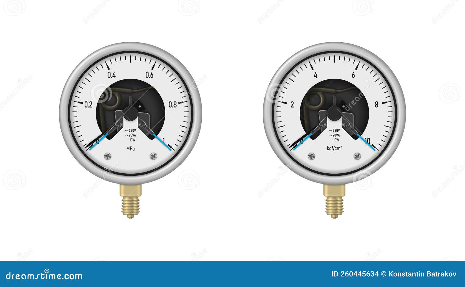 Realistic Pressure Gauge with Brass Fitting. Stock Vector ...