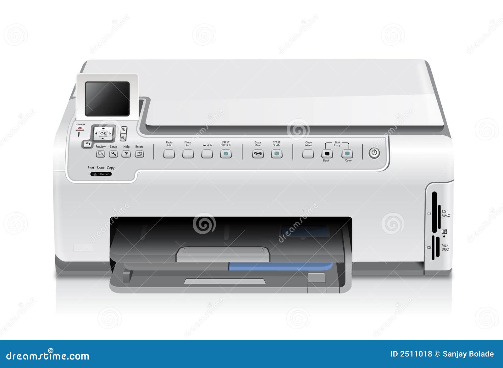 Realistic Printer Illustration Stock Illustration - Illustration of ...