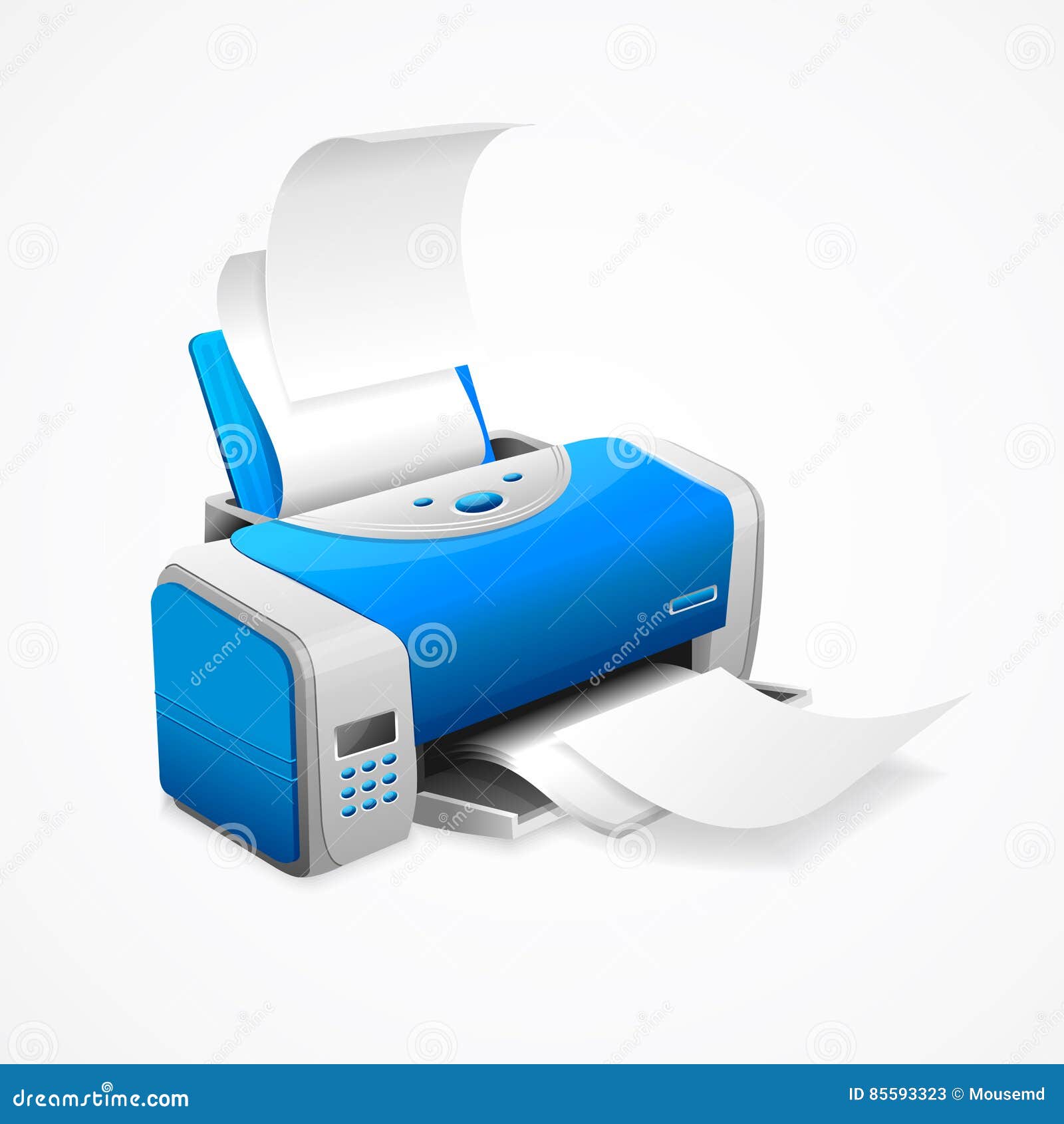 Realistic Printer Machine with White Paper. Vector Stock Vector ...