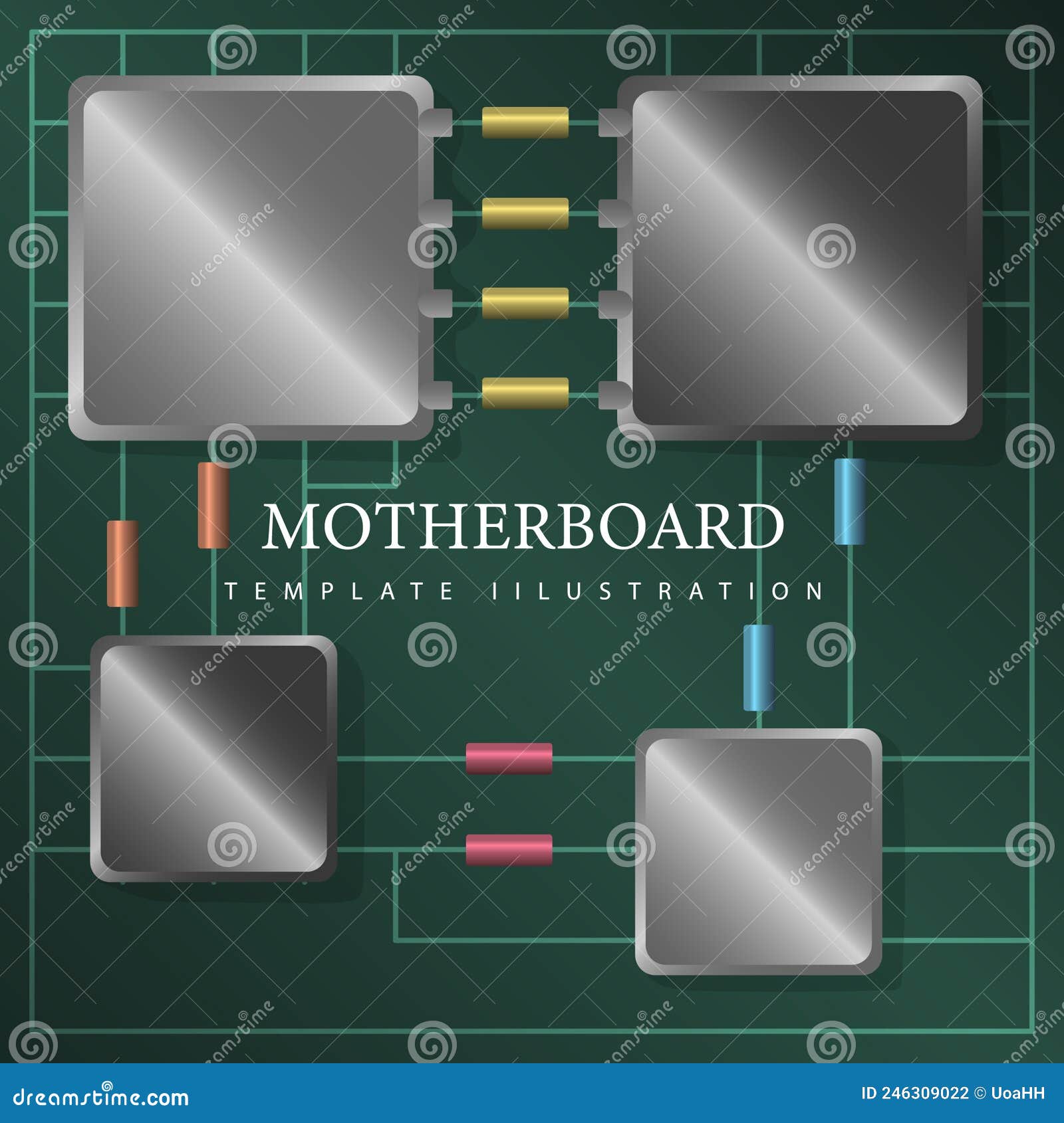 Realistic Processor Microcircuit, Cpu on the Motherboard. Modern Trendy ...