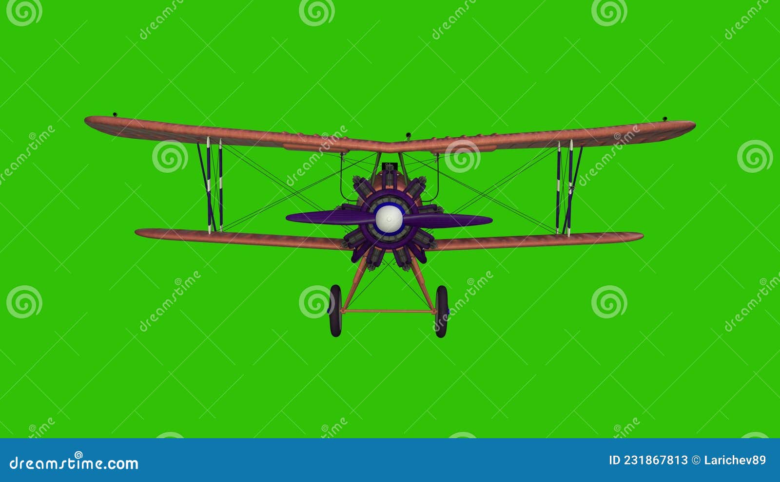 Realistic Propeller Airplane on a Green Screen. 3d Rendering Stock ...