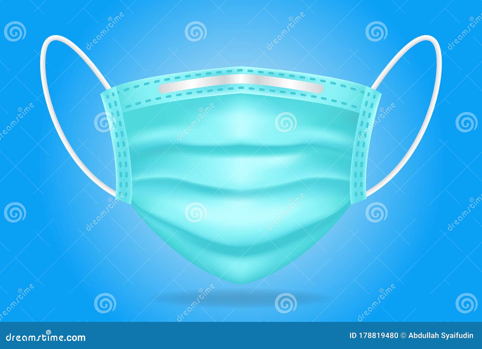 Realistic Protective Medical Face Mask Front Side. Isolated Realistic ...