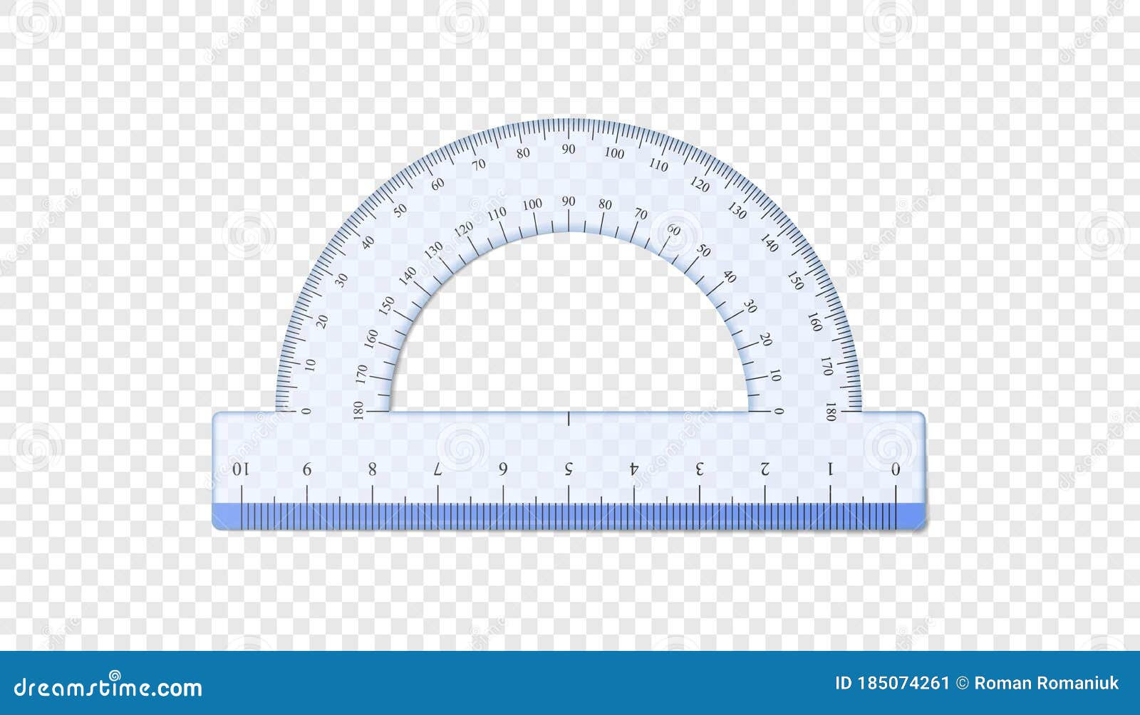 Realistic Protractor. Half Circle Cm Plastic Transparent Protractor ...