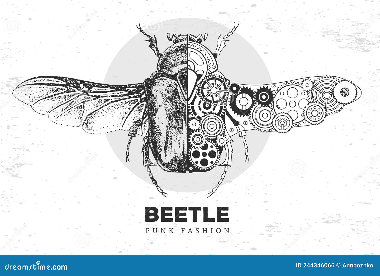 Realistic and Punk Style Beetle Illustration. Beetle Silhouette with ...